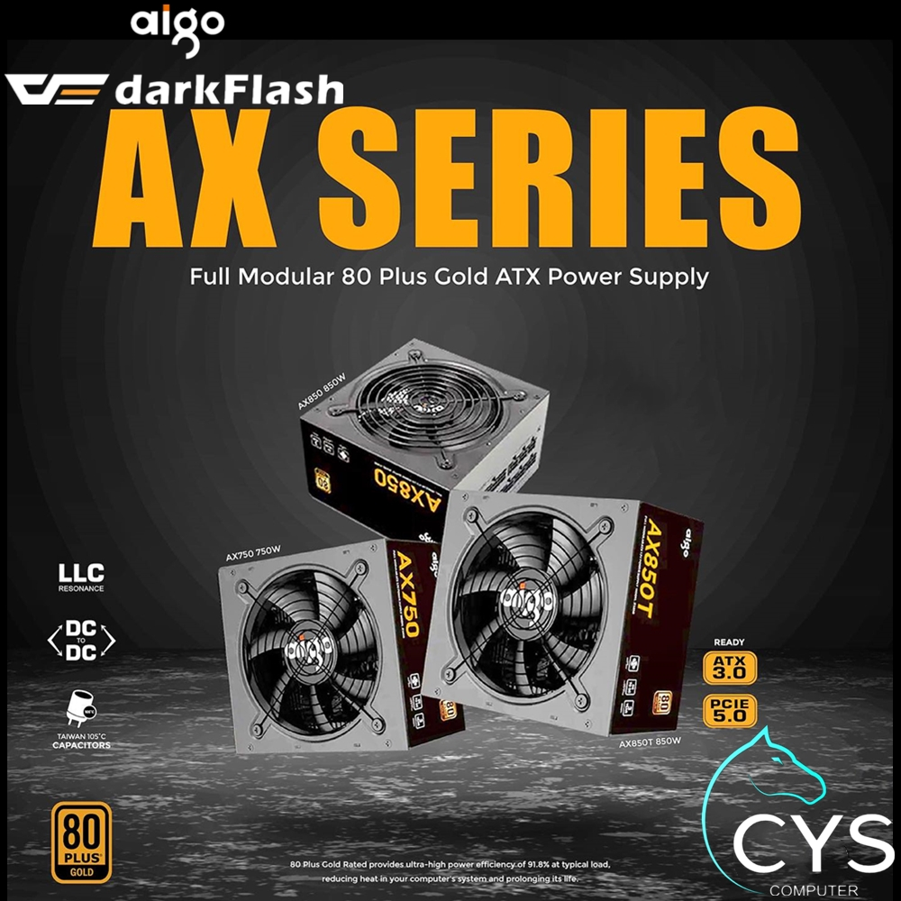 AIGO DARKFLASH AX750 / AX850 / AX850T 80PLUS GOLD FULL MODULAR POWER ...