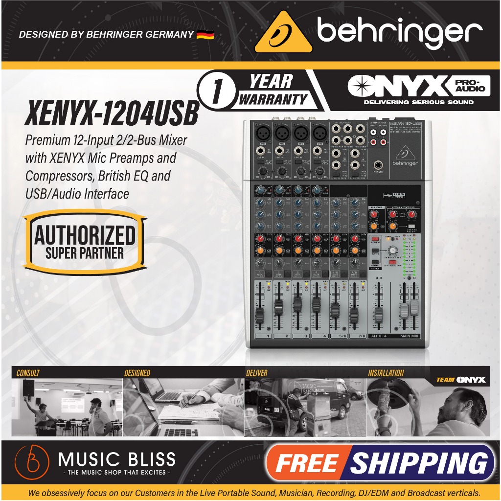 Behringer XENYX 1204USB 8-channel Mixer with USB (XENYX1204USB / XENYX ...
