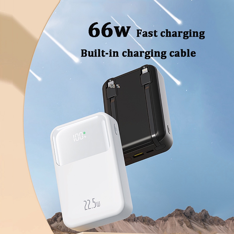 66w power bank with removable typec to typecc charging cable ...