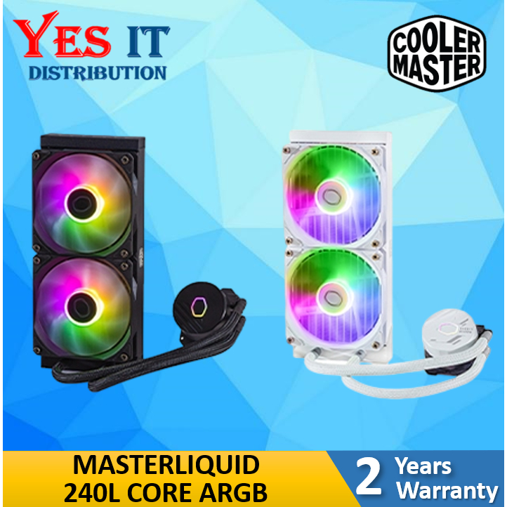 COOLER MASTER MASTERLIQUID 240L CORE ARGB CPU AIO COOLER BLACK / WHITE ...