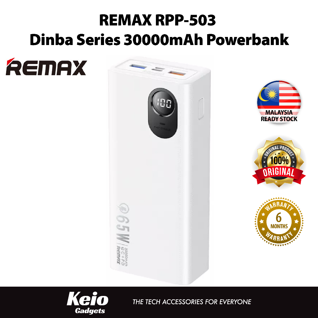 Remax RPP-503 65W PD+QC Fast Charging 40000mAh Dinba 30,000mAh 65W ...