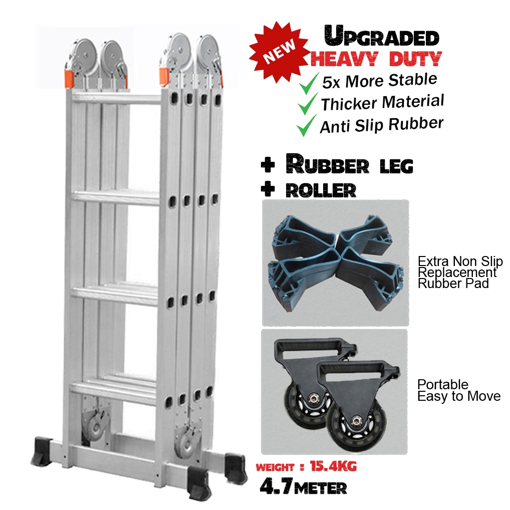 16 STEP MULTIPURPOSE ALUMINIUM LADDER 4.7M Tangga Lipat Aluminium ...