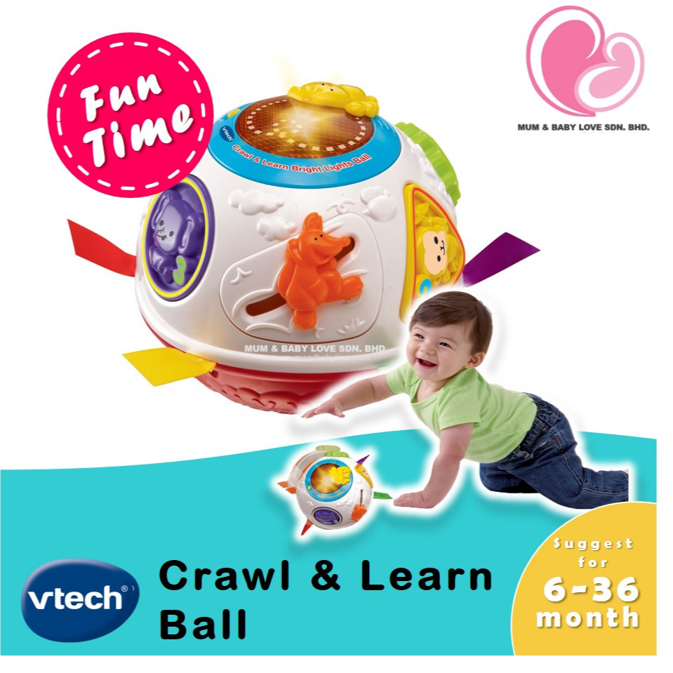 Vtech Crawl And Learn Bright Lights Ball (Pink/ Red) 6 months+, Mainan ...