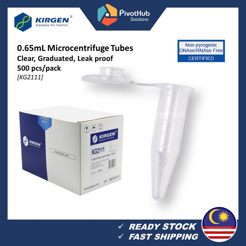 KIRGEN 0.65ml Microcentrifuge Tubes Clear Microtubes Centrifuge Tubes RNase & DNase Free 500pcs ...