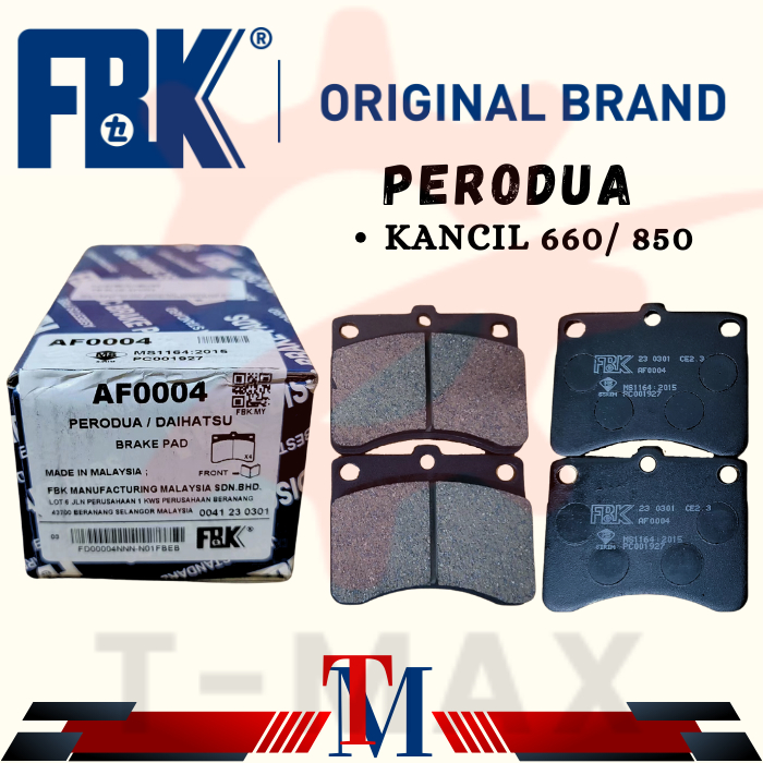 FBK Brake Pad Front/ Depan - Perodua Kancil 660 850 without Brake Shim ...