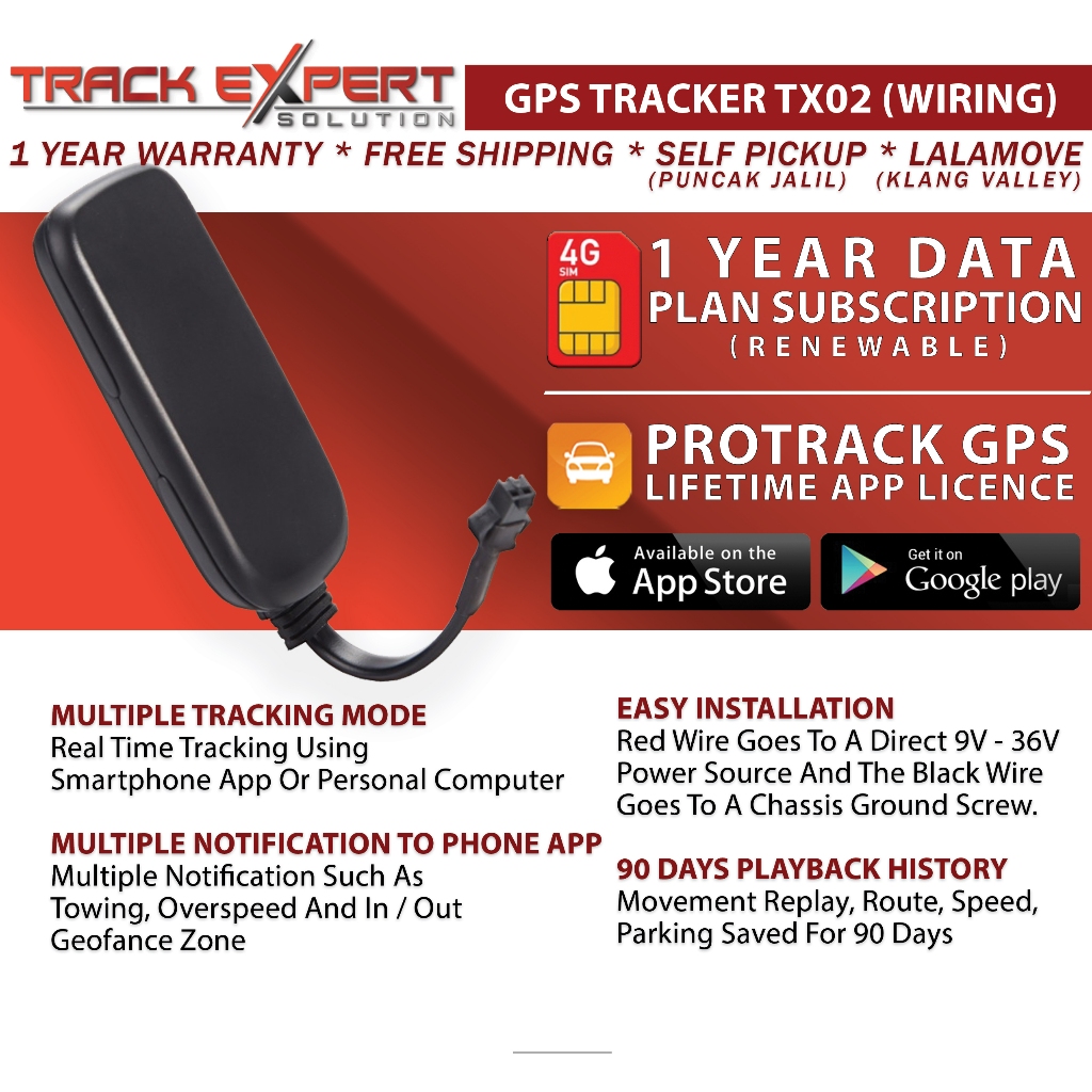 GPS TRACKER WIRED TX02 × PNP Easy Installation × Sim Card With 1 Year ...