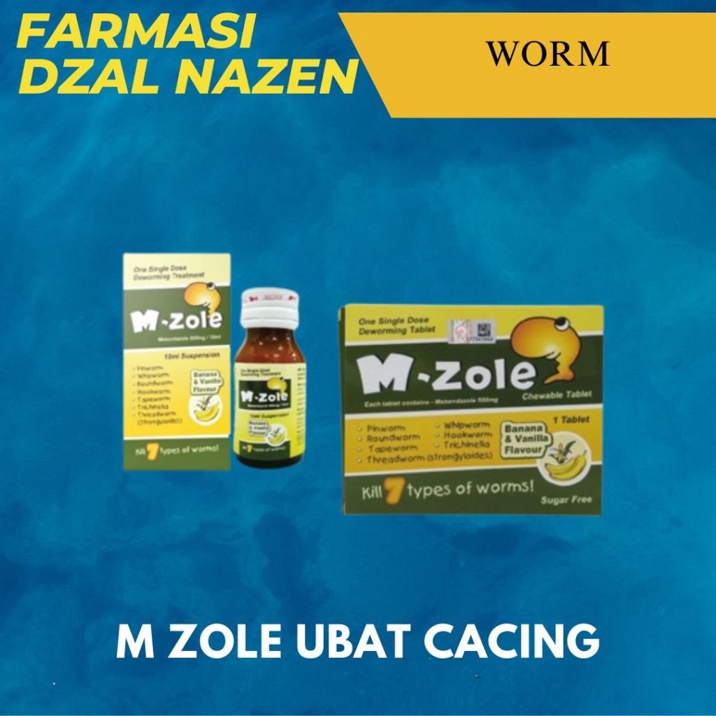 [PHARMACY STOCK] M ZOLE UBAT CACING KANAK KANAK DAN DEWASA | Shopee Malaysia