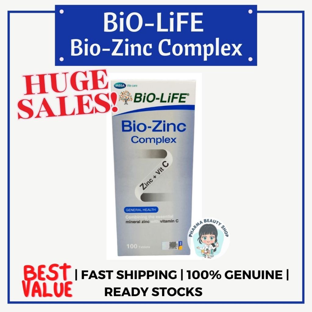 BiO-LiFE Bio-Zinc Complex 100 tablets/ 2 x 100 tablets (For Healthy ...
