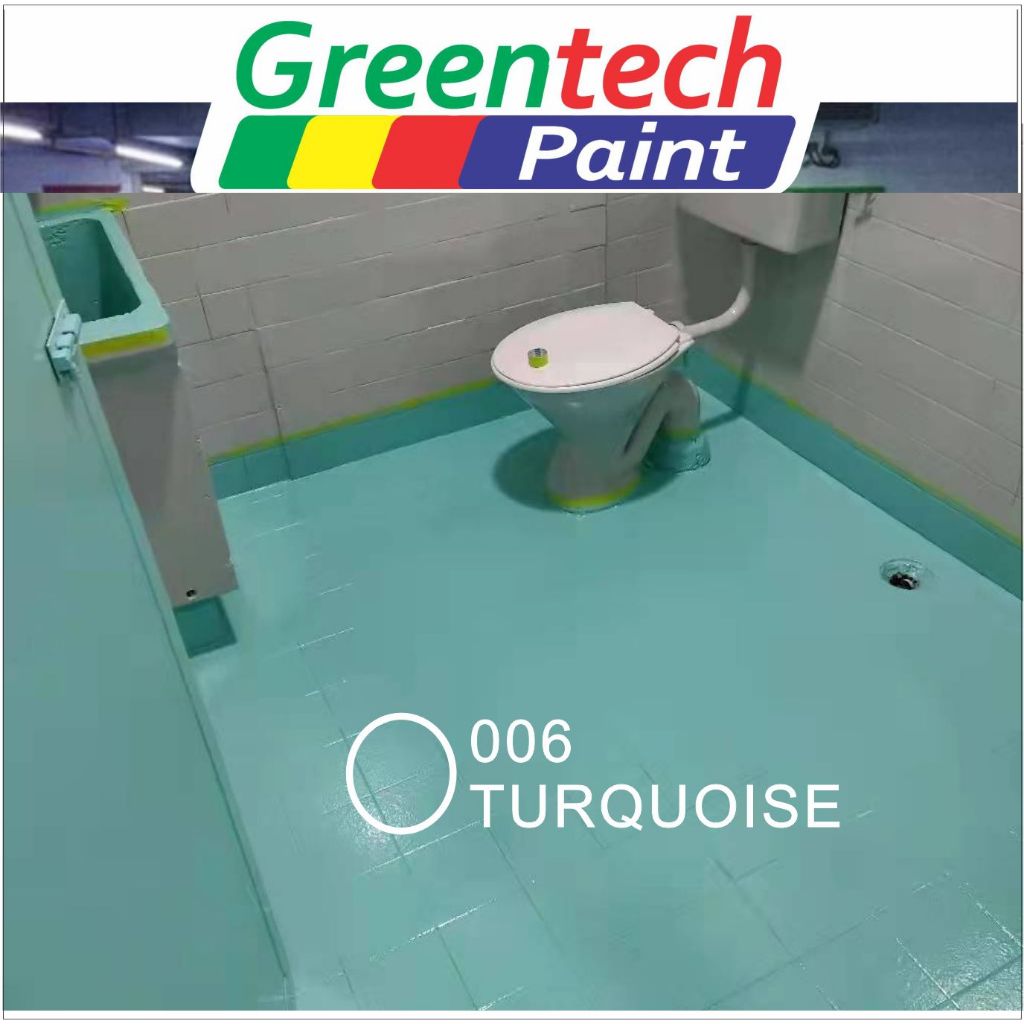 006 TURQUOISE FULL SET Epoxy Floor Coating TOILET (FREE Tool+1L PRIMER WATERPROOF+1L PAINT+0.5KG ...