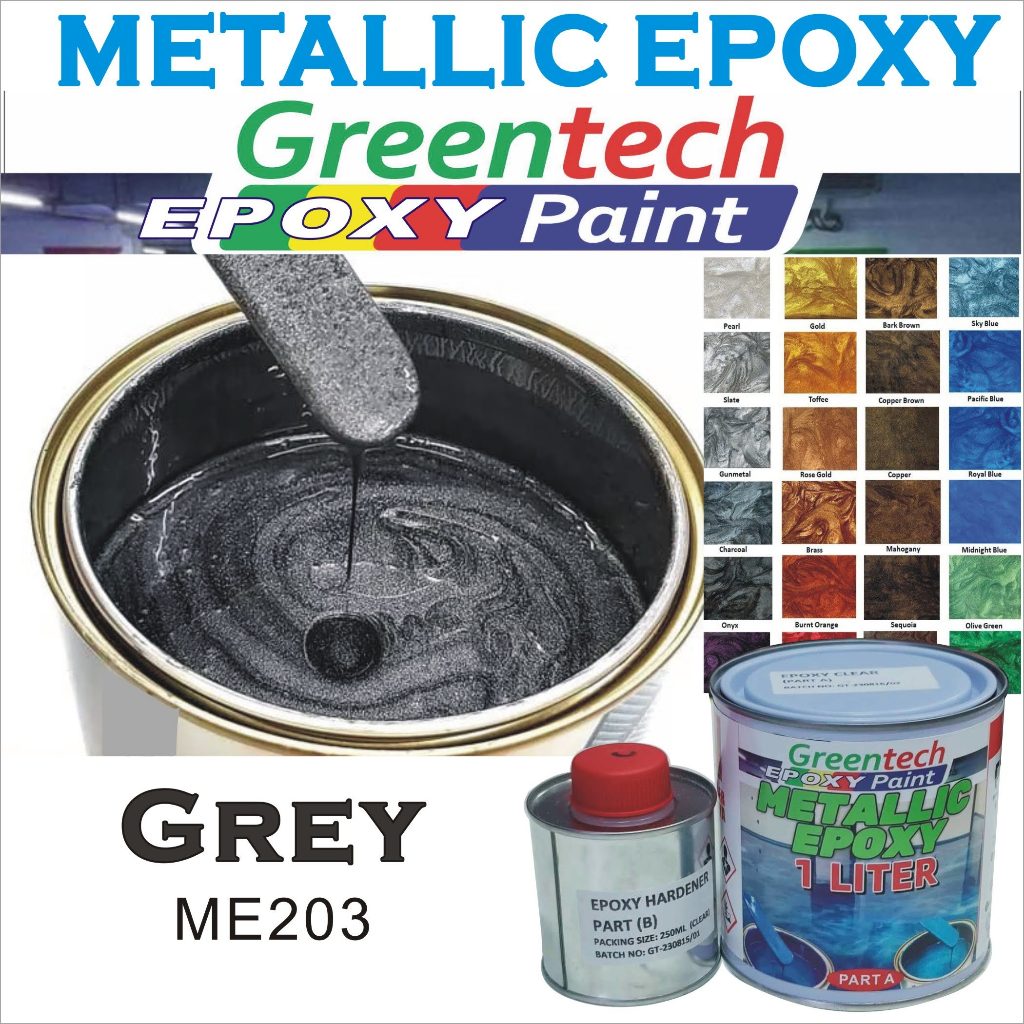 ME203 GREY ( Metallic Epoxy Paint ) 1L METALLIC EPOXY FLOOR PAINT ...
