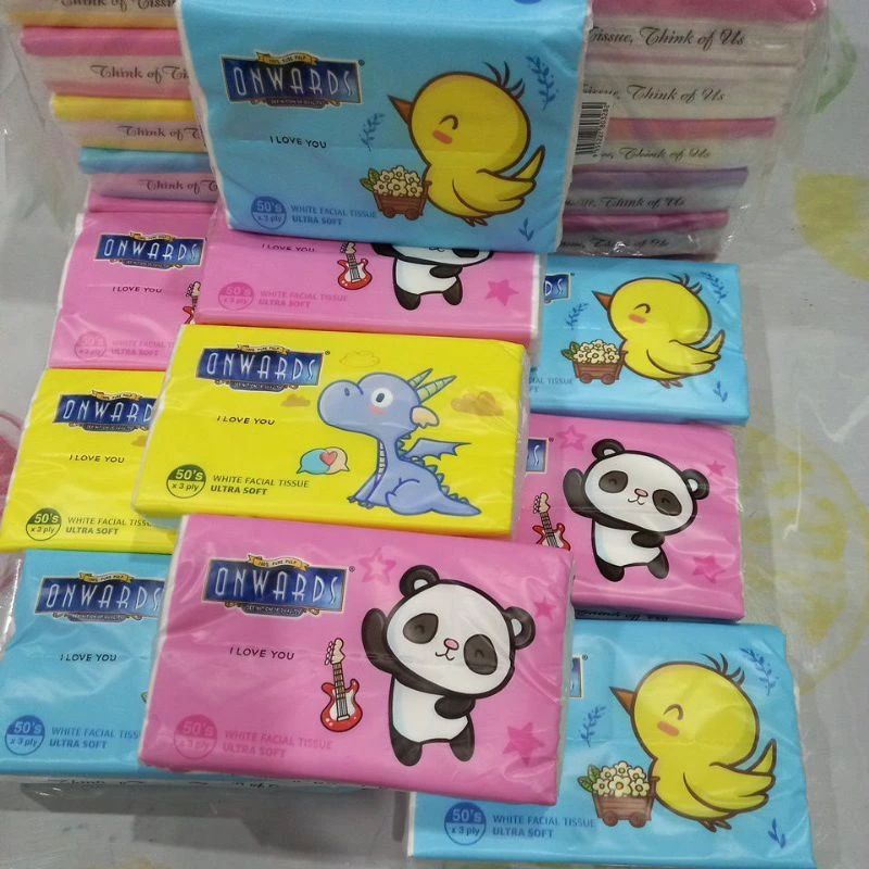 🐥3pack Onwards white facial Tissue 9.5cmx15cm small (50 Sheets x 3ply x ...