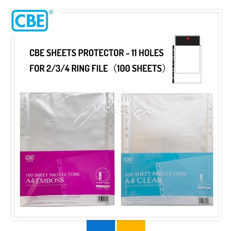 CBE SHEETS PROTECTOR A4 - EMBOSS / CLEAR (100SHEETS) FOR 2/3/4 RING ...