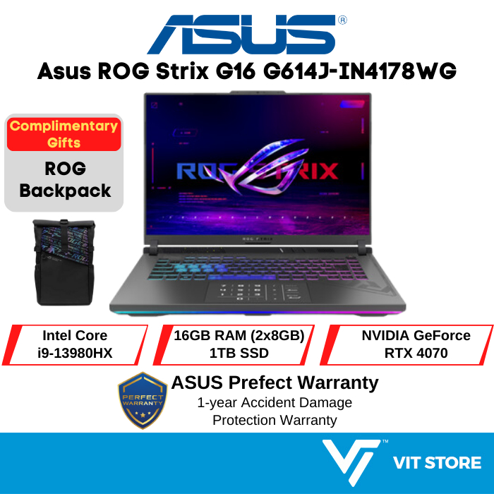 Asus ROG Strix G16 G614J-IN4178WG intel i9-13980HX, 16GB, 1TB, RTX 4070 ...