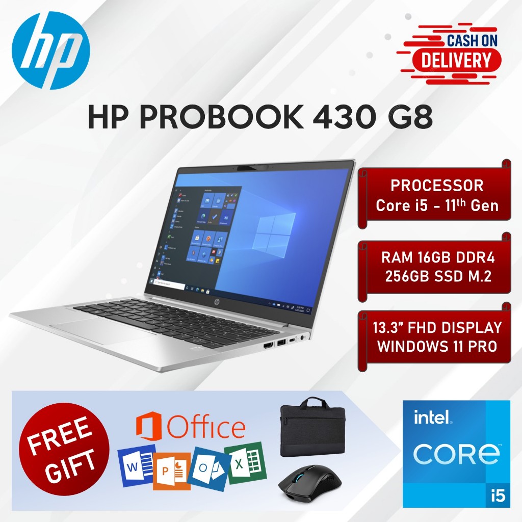 HP Probook 430 G8 Laptop Core i5 11th Gen 16GB RAM 256GB SSD 13.3 Inch Full HD Iris Xe Graphics ...