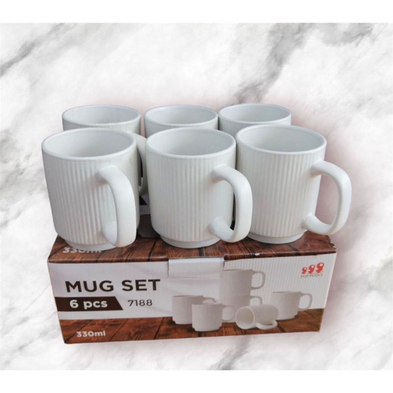 Mk.wares(T01-7188)330ml 1box-6Pcs Mug Set/Mug Kaca/Glass Air 330ml | Shopee Malaysia