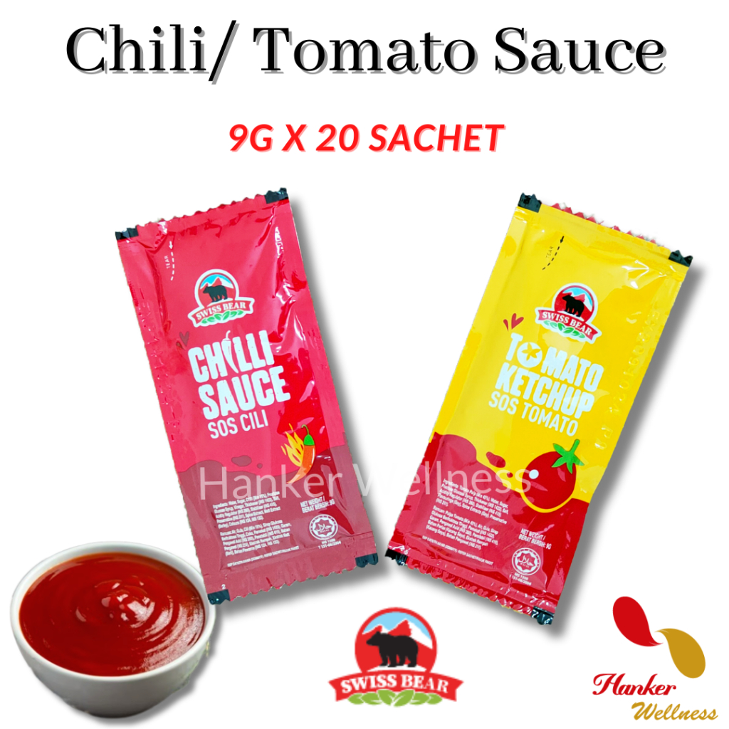 SWISS BEAR Chili & Tomato Sauce Sachets | Sos Cili & Sos Tomato | 20 ...