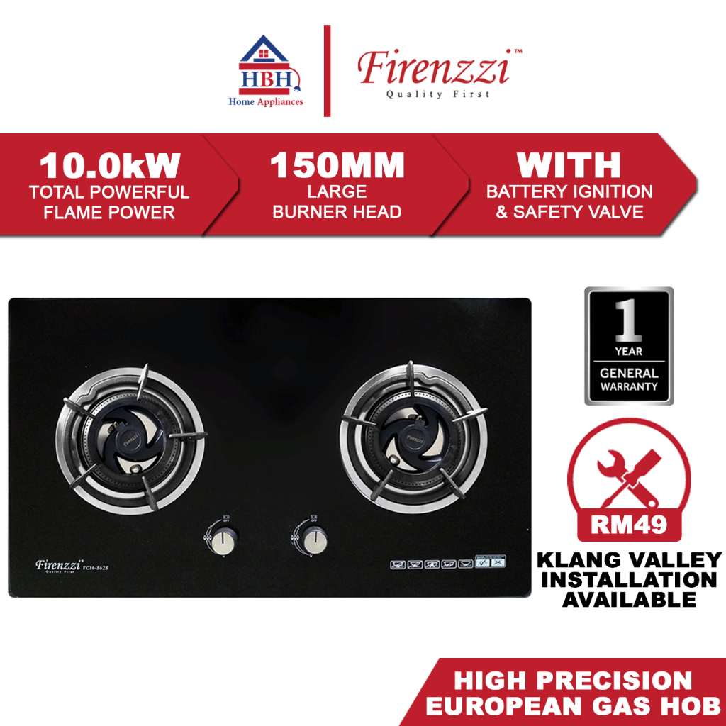 [RM49 Install] Firenzzi 86cm FGH-8628 5.0kWx2 2 Burner High Precision ...