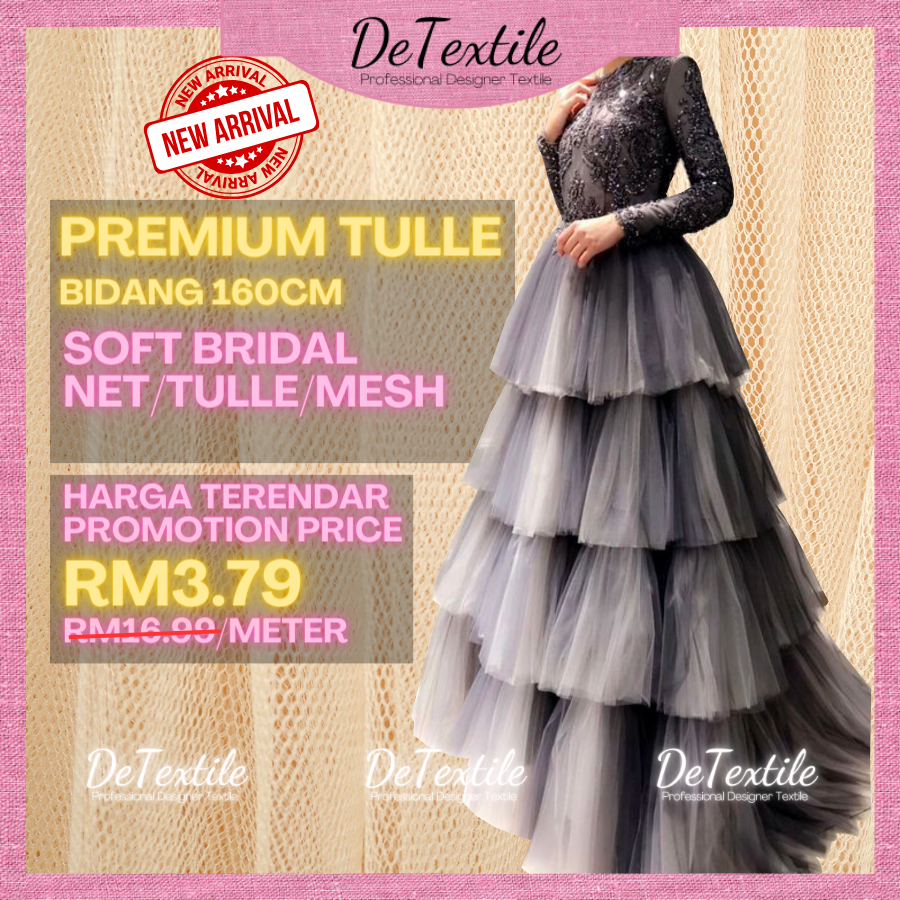 DeTextile Premium Tulle Bridal Soft Net Kain Net Lembut Murah Bidang ...