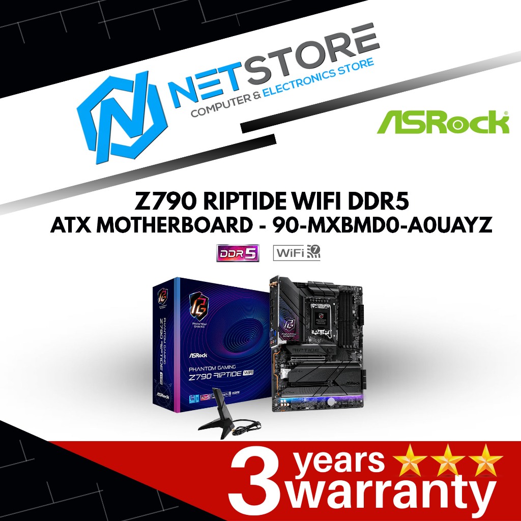 ASROCK Z790 RIPTIDE WIFI DDR5 ATX MOTHERBOARD - 90-MXBMD0-A0UAYZ | Shopee Malaysia