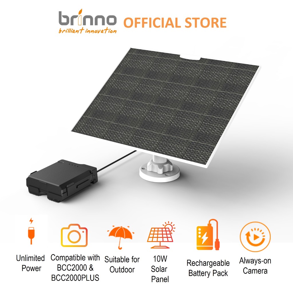 Brinno ASP1000-P Solar Power Kit for BCC2000 & BCC2000PLUS (Solar Power ...