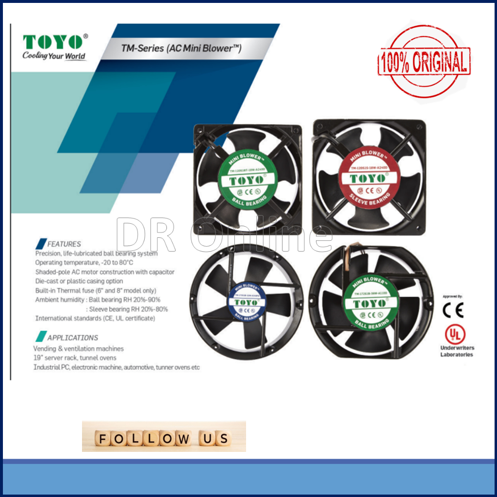 TOYO COOLING BLOWER FAN 240VAC / 24DC ~4'' / 6" BALL BEARING | Shopee ...