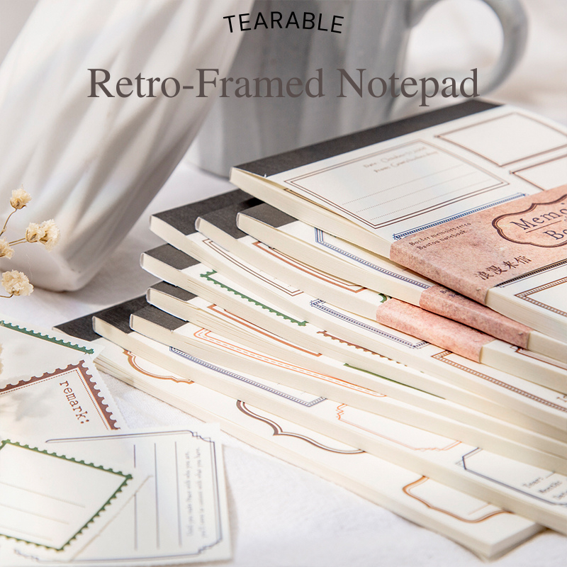 Retro Framed Memo 30pcs Vintage Notepad Tearable Memo Decorative Paper ...