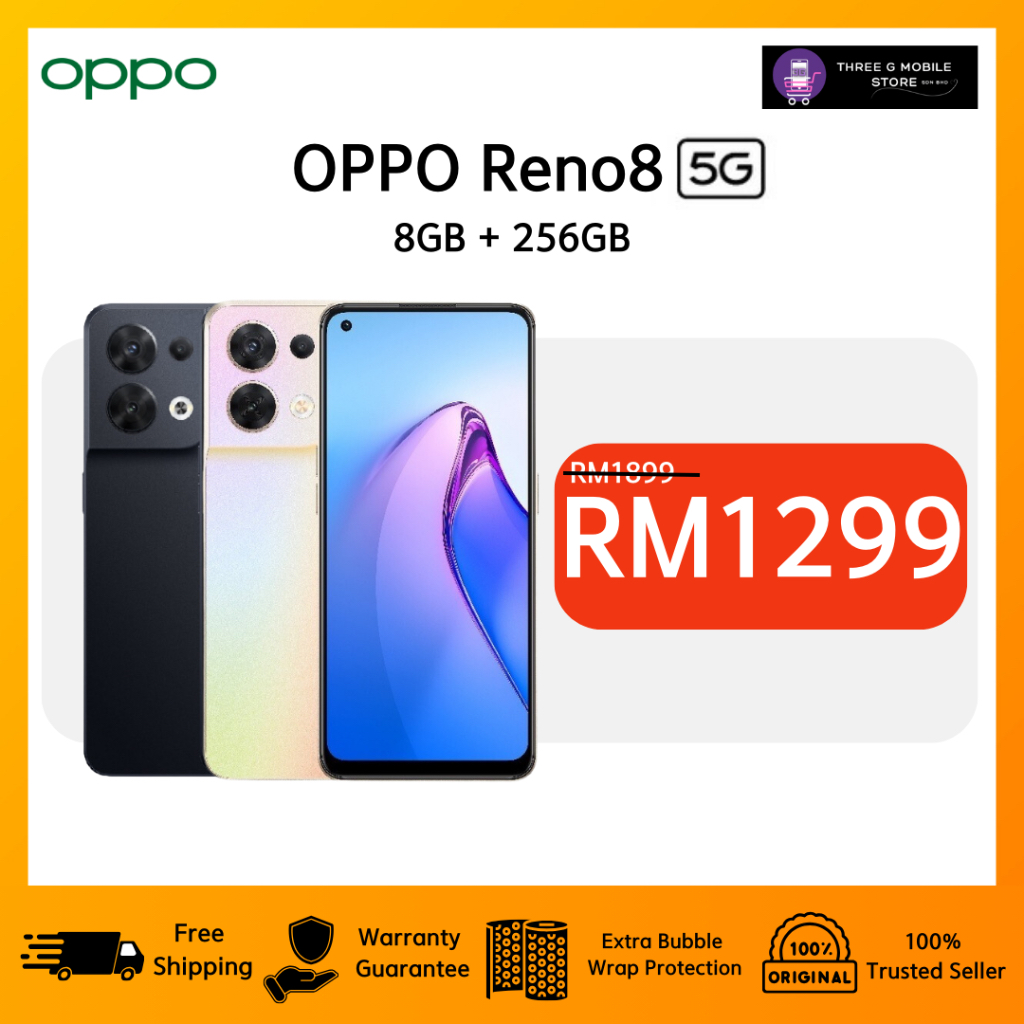 OPPO Reno8 5G Smartphone | 8/12GB RAM + 256GB ROM | 80W SUPERVOOCTM ...