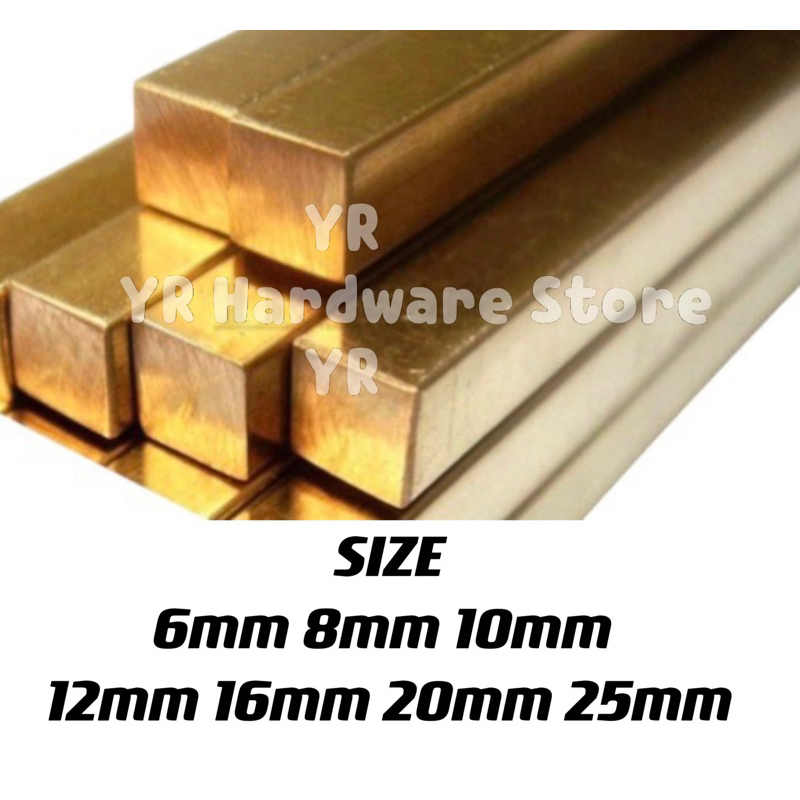Brass Square Bar 6mm 8mm 10mm 12mm 16mm 20mm 25mm Solid ROD SHAFT ...