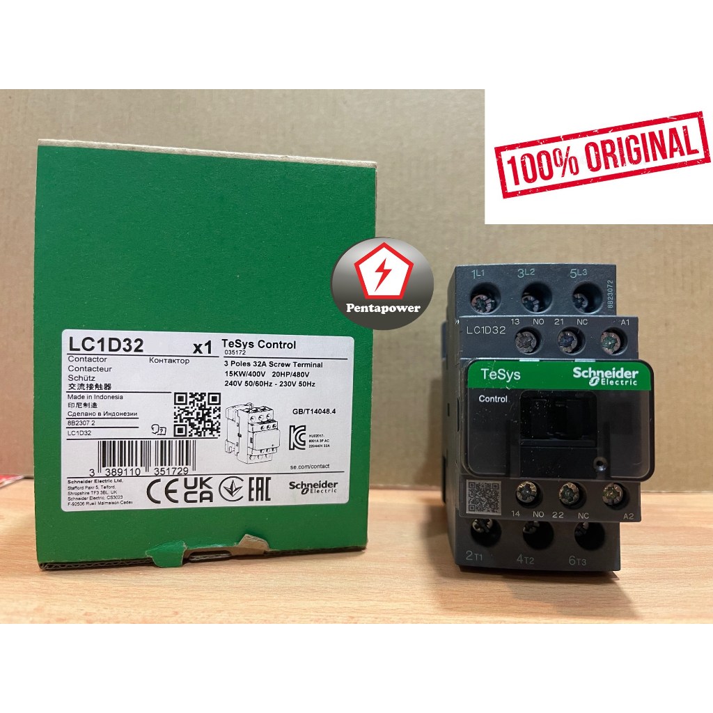 SCHNEIDER LC1D32 CONTACTOR 32AMP 3POLE (AC) LC1D32E7 LC1D32F7 LC1D32M7 LC1D32U7 LC1D32N7 ...