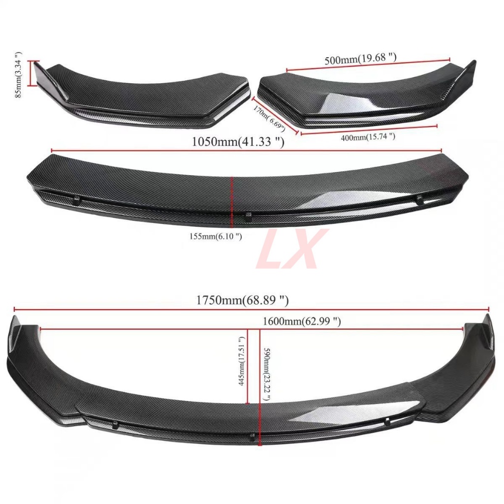 Car Universal Front Bumper Diffuser double layer BLACK/CARBON | Shopee ...