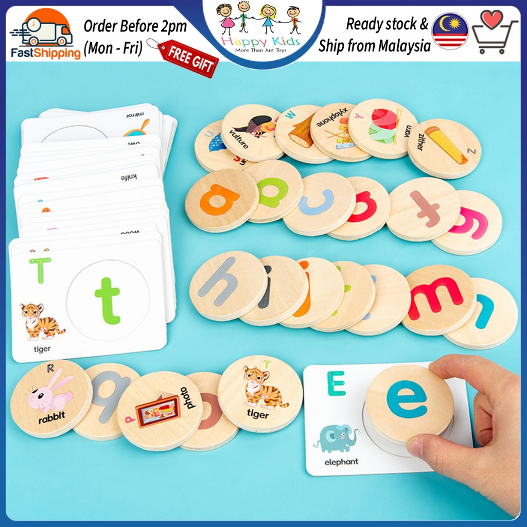 [Happy Kids] Alphabet Cards Letters Matching Cognition Puzzle Practice ...