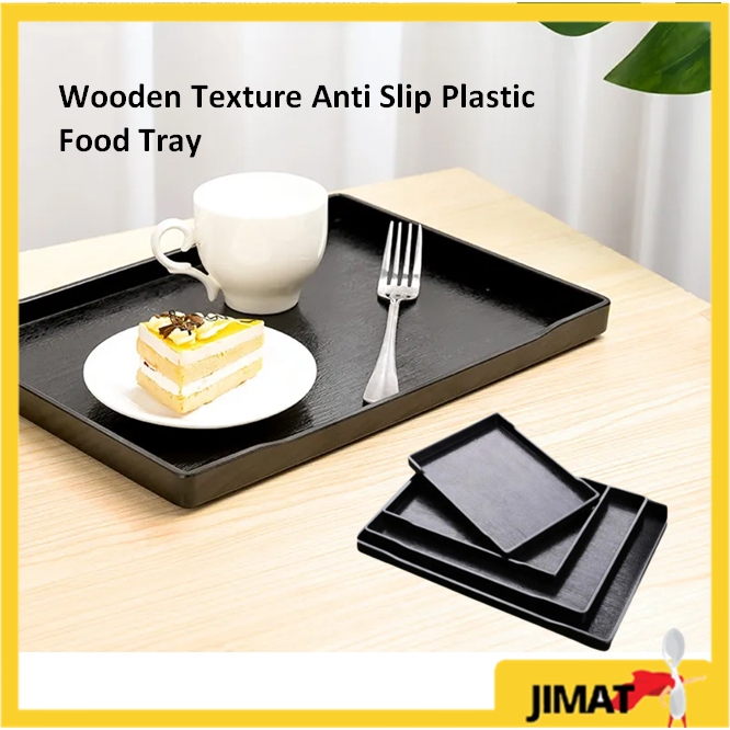 Wooden Texture Anti Slip Plastic Serving Tray | Waterproof Tray For ...