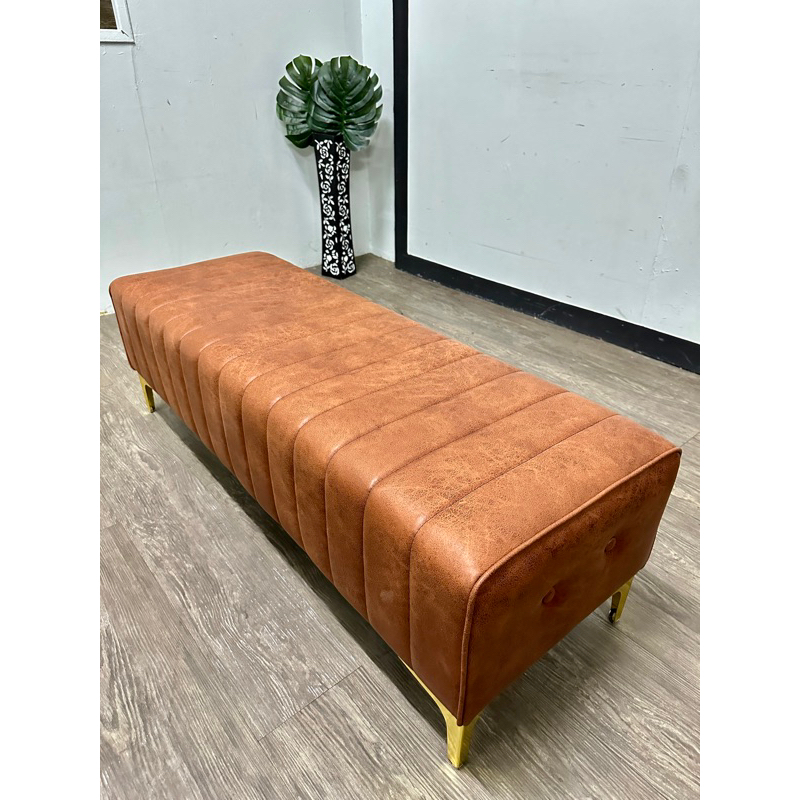 VC GOLD LEG LINE BENCH CHAIR 4F VELVET LONG STOOL OTTOMAN SOFA | Shopee ...