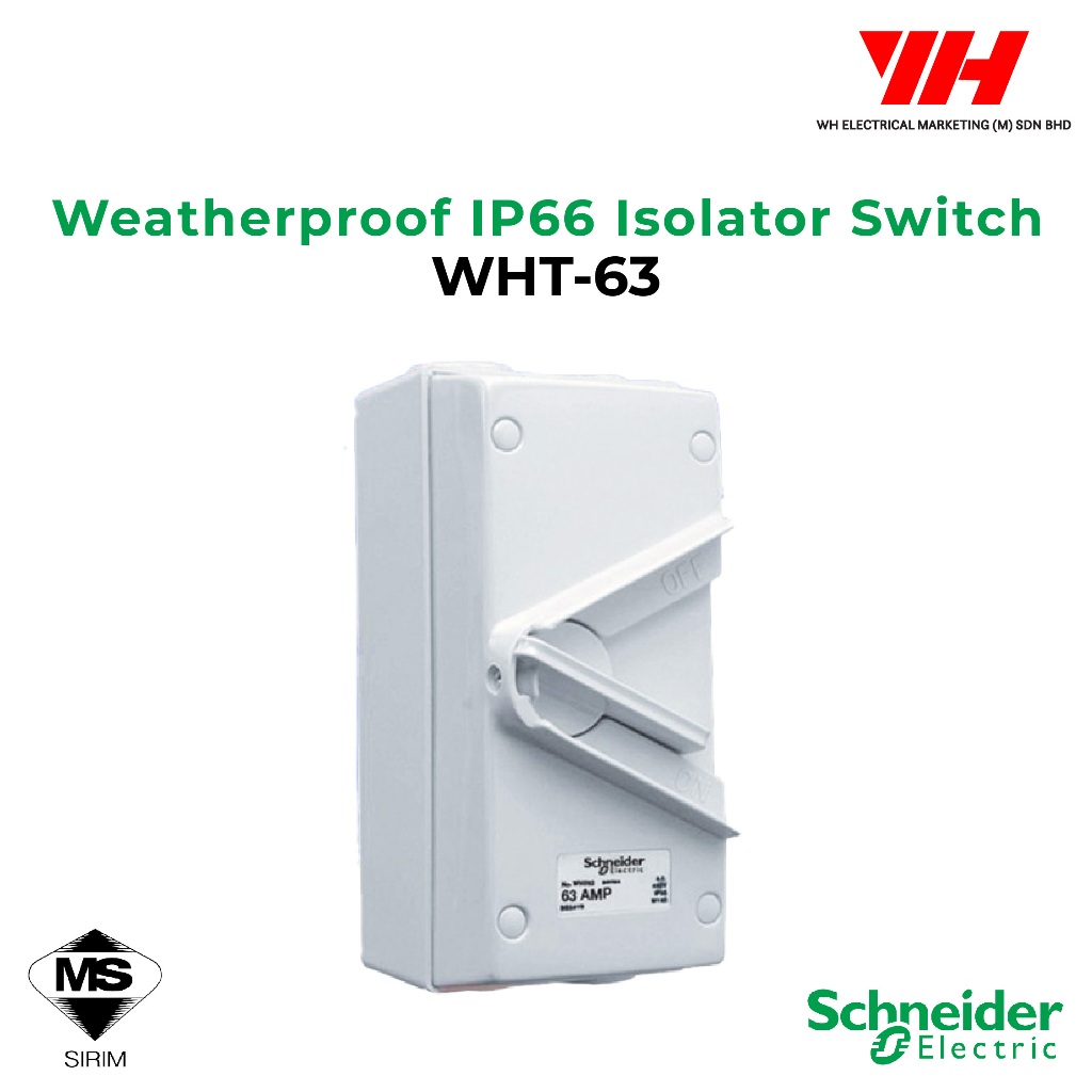 Schneider Kavacha Weatherproof IP66 3Pole Isolator Switch White (20A/35A/63A/80A) | Shopee Malaysia