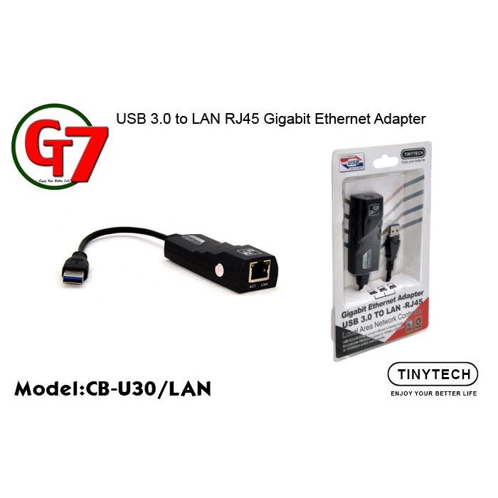 TINYTECH USB 3.0 TO LAN RJ45 GIGABIT ETHERNET ADAPTER (CB-U30/LAN ...