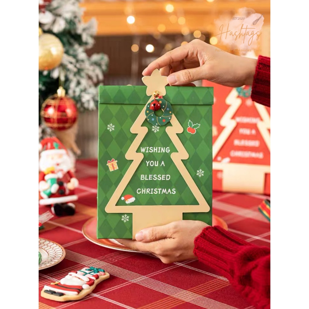 Christmas Handle Gift Box Treat Box Goodies Box | Pastry Cookies Cake ...