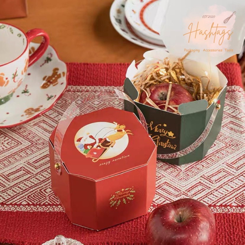 Christmas Handle Gift Box Apple Treat Box Goodies Box | Pastry Cookies ...