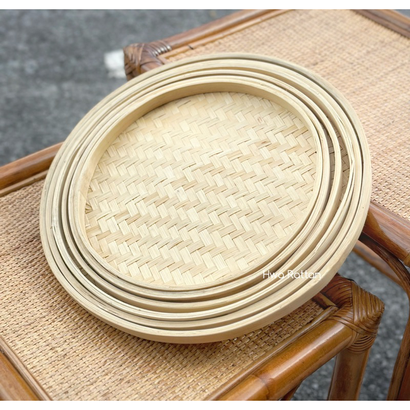 Dulang buluh bulat serving tray wall decor hiasan display plate nyiru ...