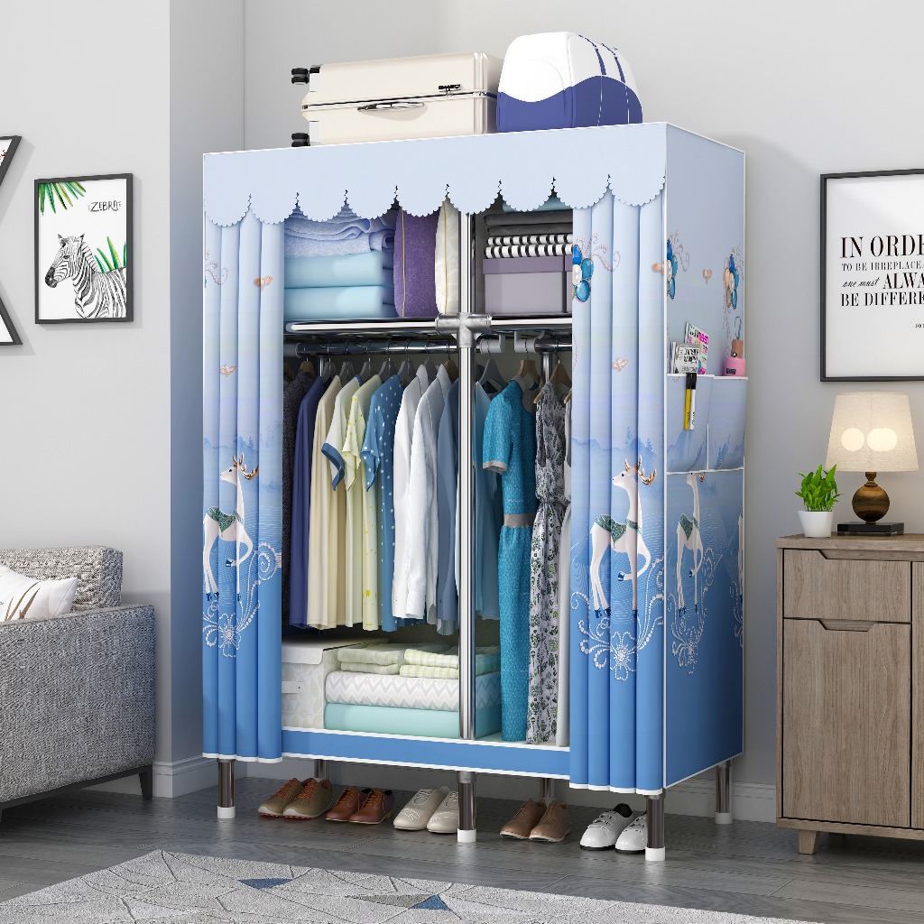 23mm Steel Portable Wardrobe With Alloy Joint Tube Clothes Storage ...