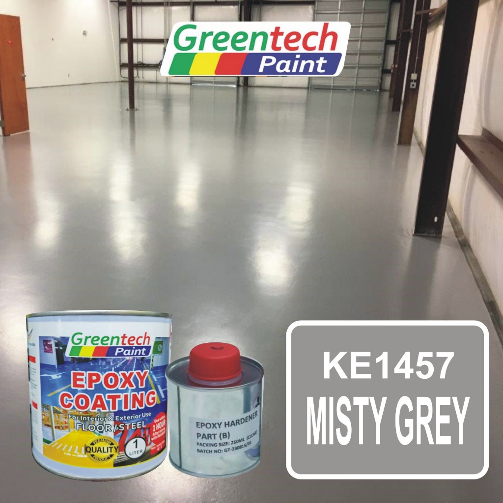 (MISTY GREY KE1457) 5L Epoxy Paint GREENTECH PAINT ( 4L Colour + 1L ...