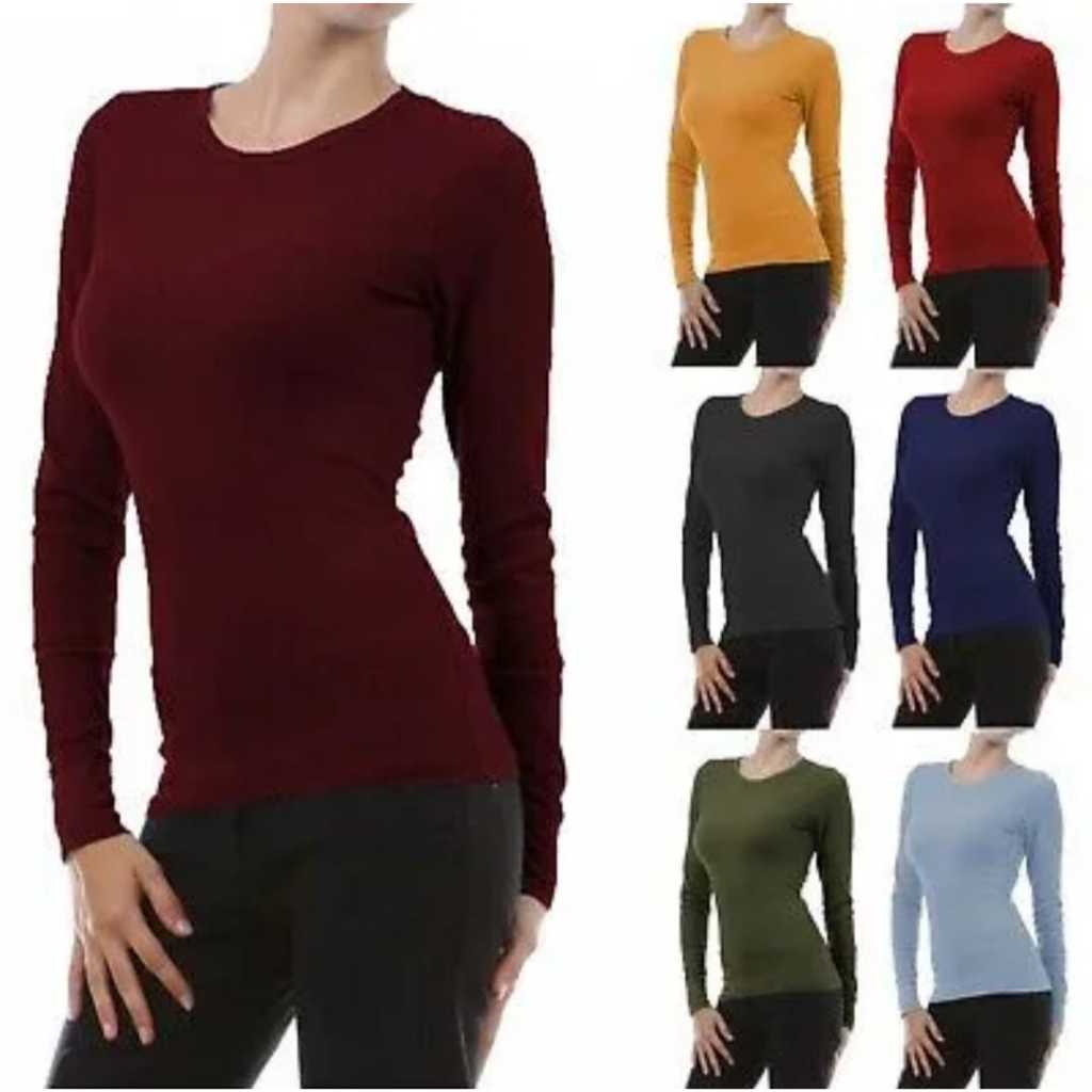 (BAJU INNER) PEREMPUAN/WANITA MUSLIMAH (S-XXL) LENGAN PANJANG WARNA ...