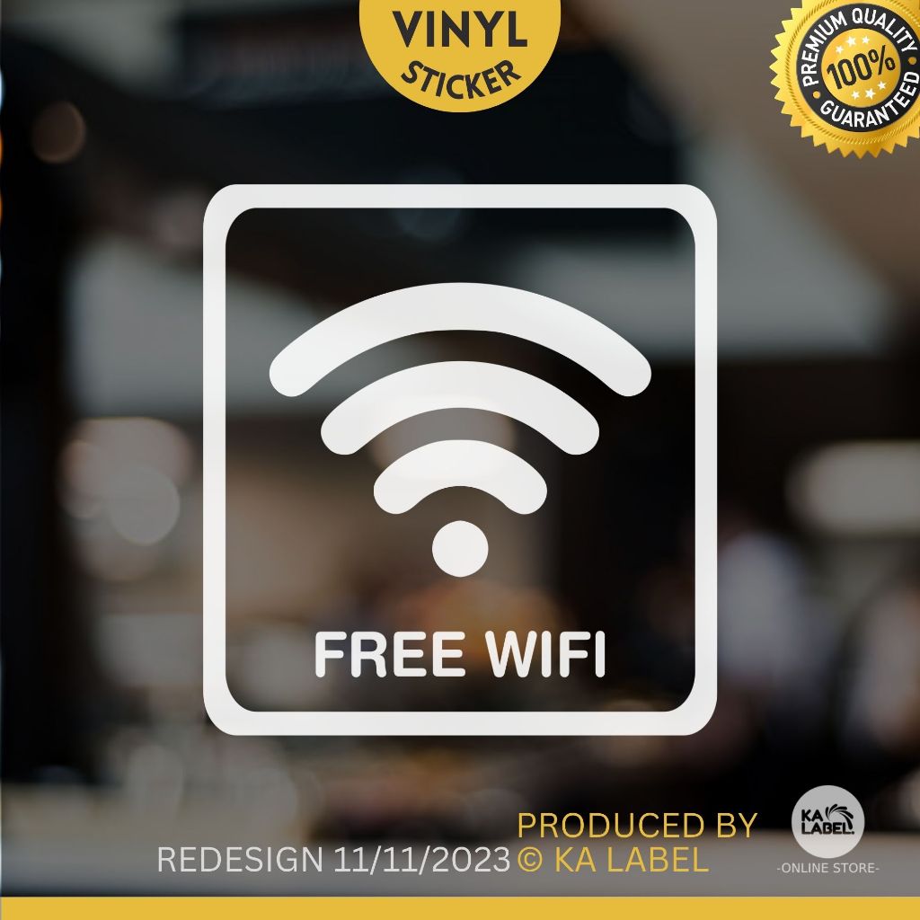 (Ready Stock) Free WiFi Sticker Home / Office / Shop Vinyl Sticker (Die ...