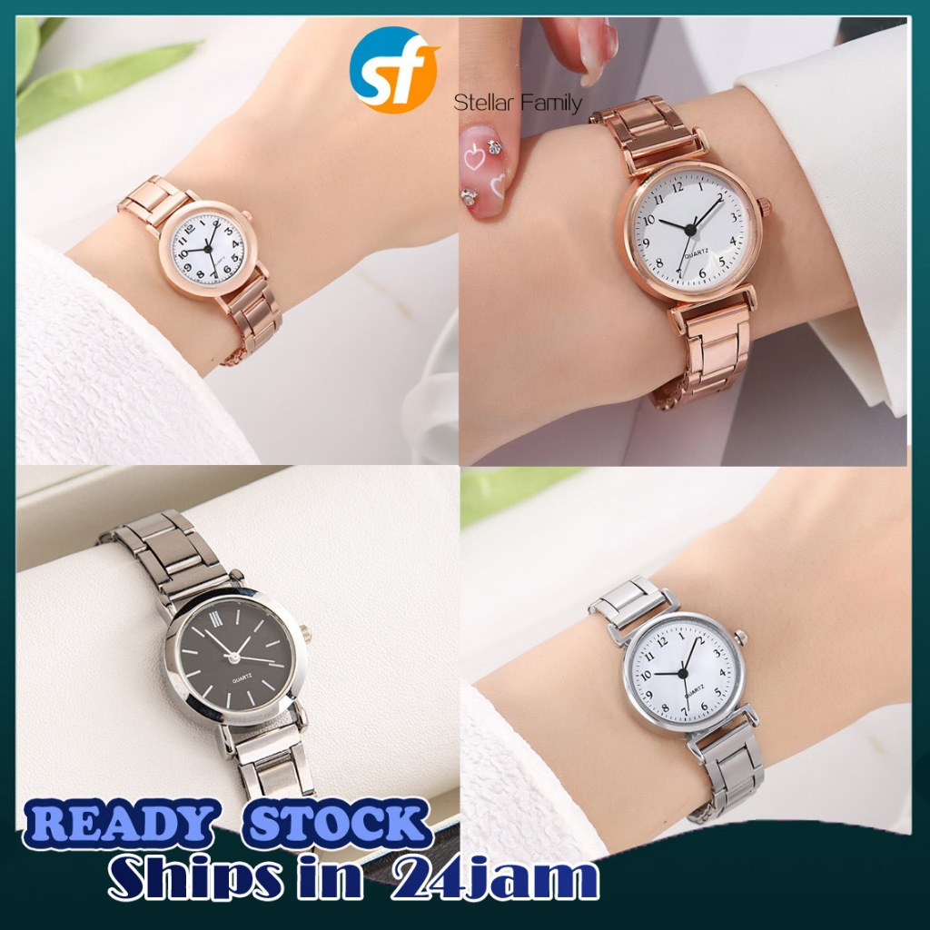 Jam Tangan Wanita Quartz Analog Women Stainless Steel Retro Watches ...