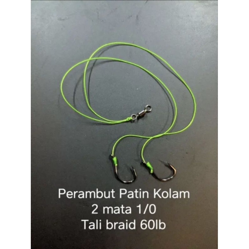 perambut patin kolam 2 mata kail,60lb,mata kail made in japan high ...