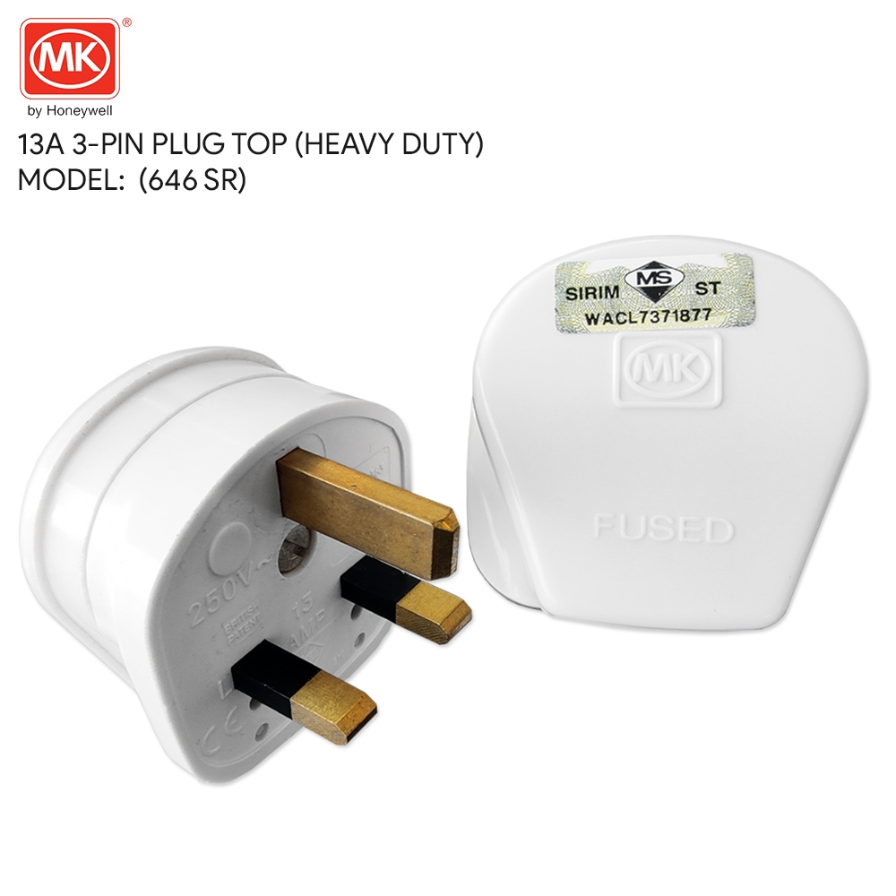 MK 646 WHI 13A Heavy Duty 3 PIN Bakelite PLUG TOP 250V with SIRIM APPROVED | Shopee Malaysia