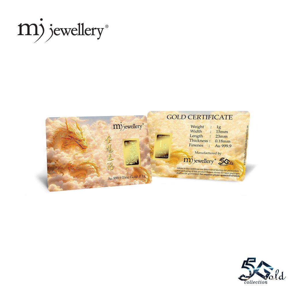 MJ Jewellery 5G Gold Collection 999.9 Dragon Series Gold Bar F27 - 1g ...