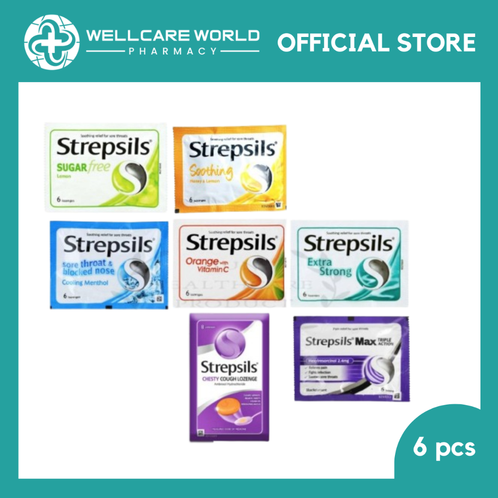 Strepsils Sore Throat Relief Lozenges 6s -Cool/Extra Strong/Sugar Free ...