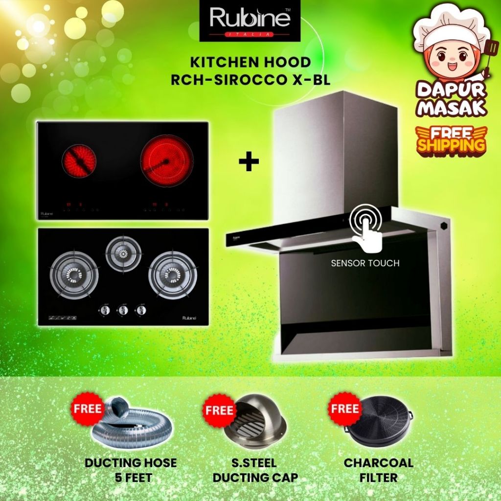 Dapur Masak Rubine Kitchen Hood RCH-SIROCCO XR-BL Cooker Hood Kitchen ...