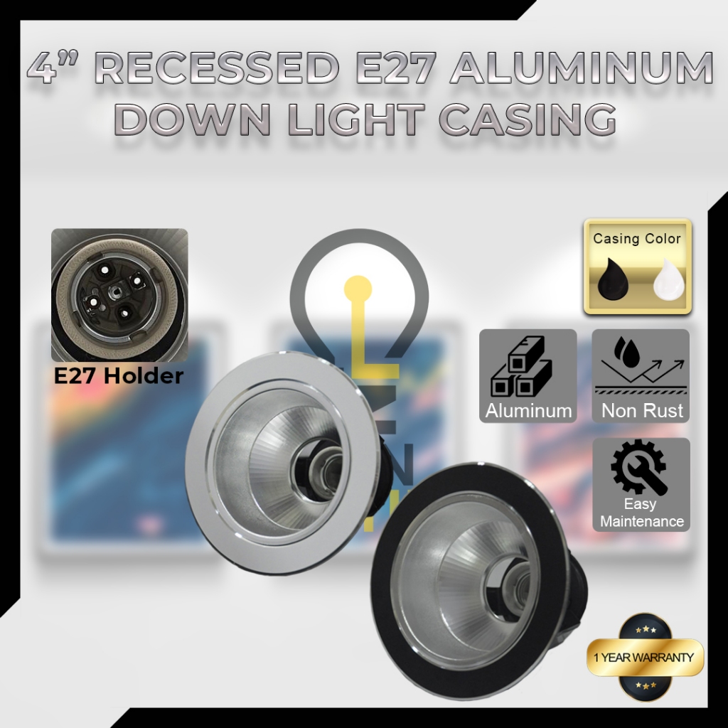 4-inch E27 LED Down Light/Ceiling Light [Recessed Type] Round Casing ...