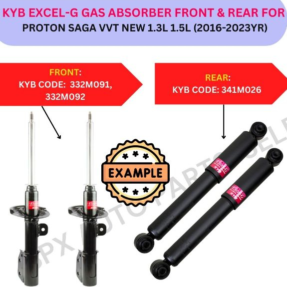 KYB GENUINE ABSORBER (FRONT, REAR) FOR PROTON SAGA [VVT, NEW] 1.3L 1.5L ...